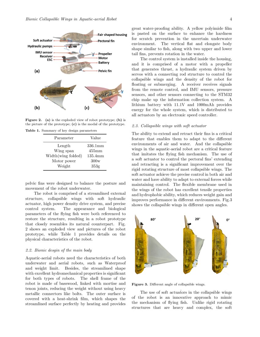 Bionic Collapsible Wings in Aquatic-aerial Robot | DeepAI