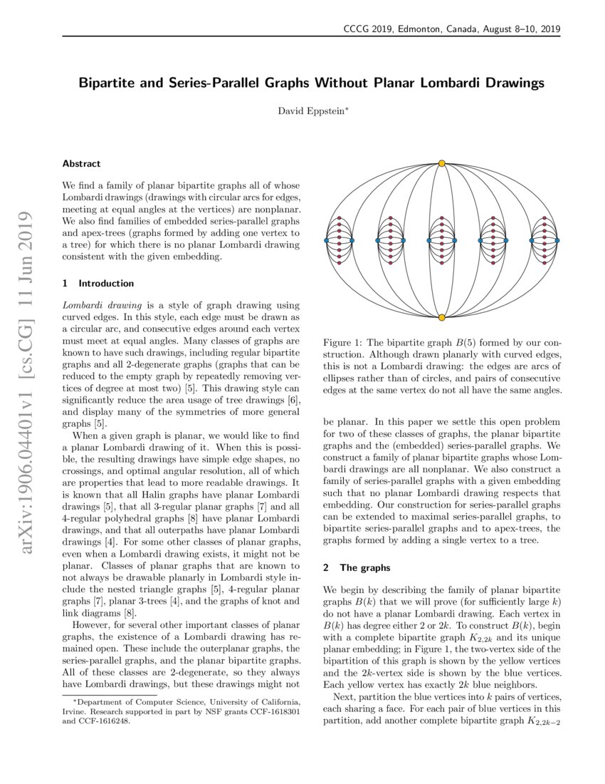 Bipartite and Series-Parallel Graphs Without Planar Lombardi Drawings ...