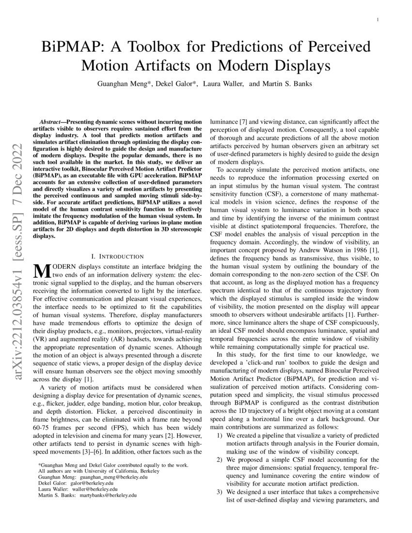 BiPMAP: A Toolbox for Predictions of Perceived Motion Artifacts on ...