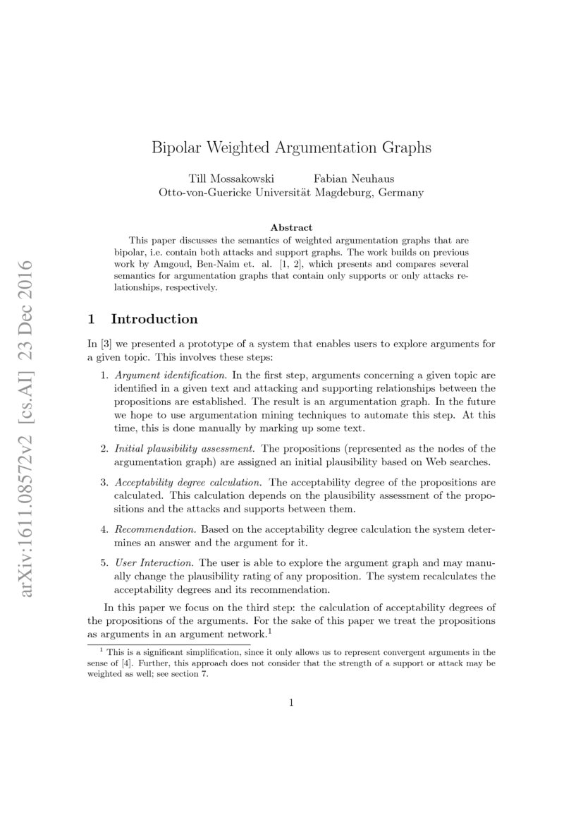 Bipolar Weighted Argumentation Graphs Deepai