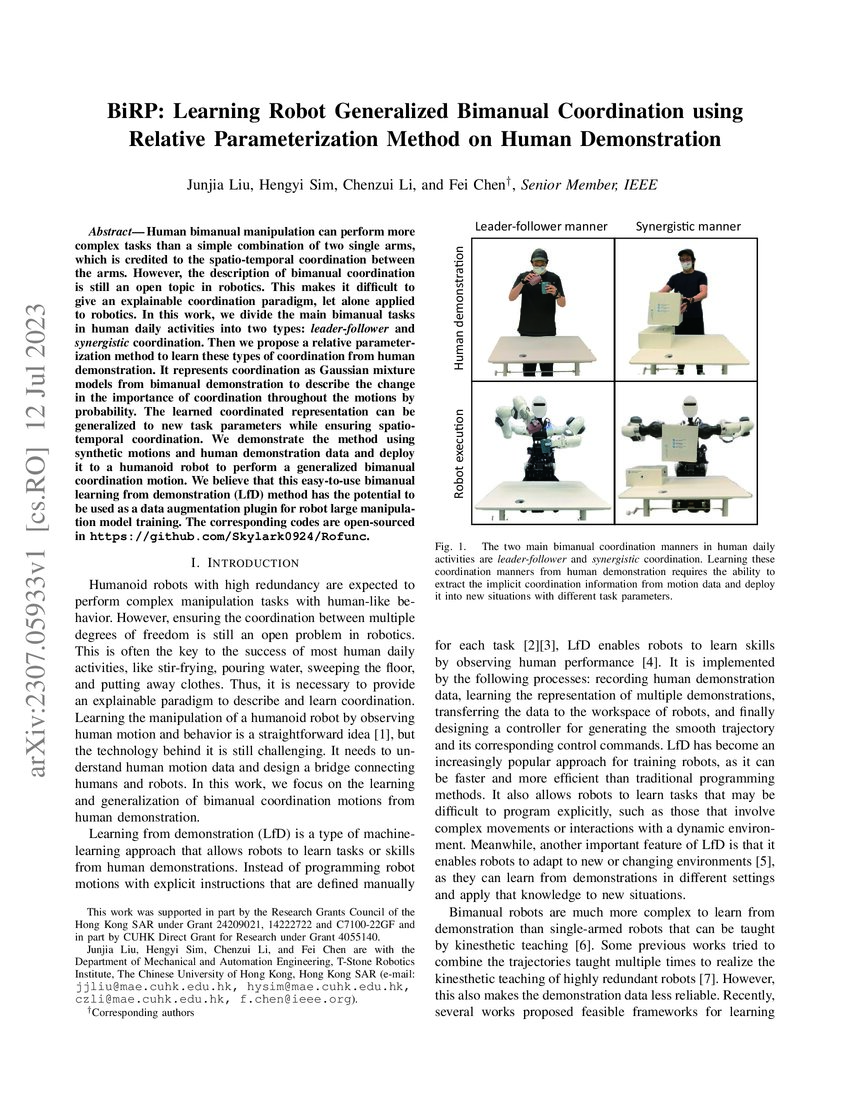 Birp Learning Robot Generalized Bimanual Coordination Using Relative