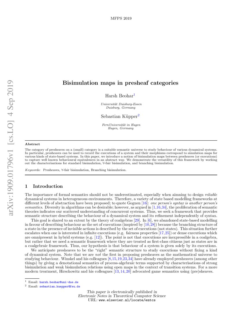 Bisimulation maps in presheaf categories | DeepAI