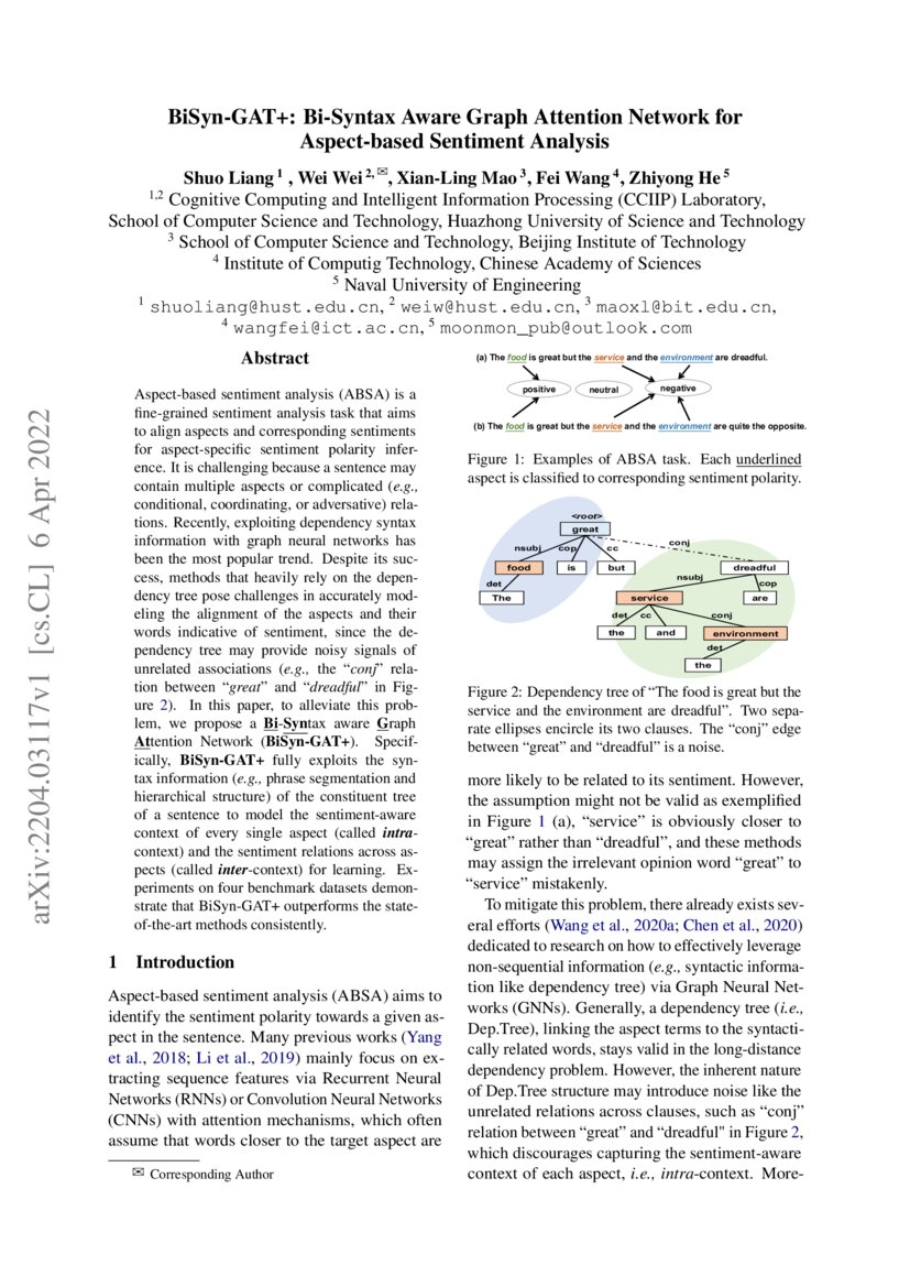 Bisyn Gat Bi Syntax Aware Graph Attention Network For Aspect Based Sentiment Analysis Deepai