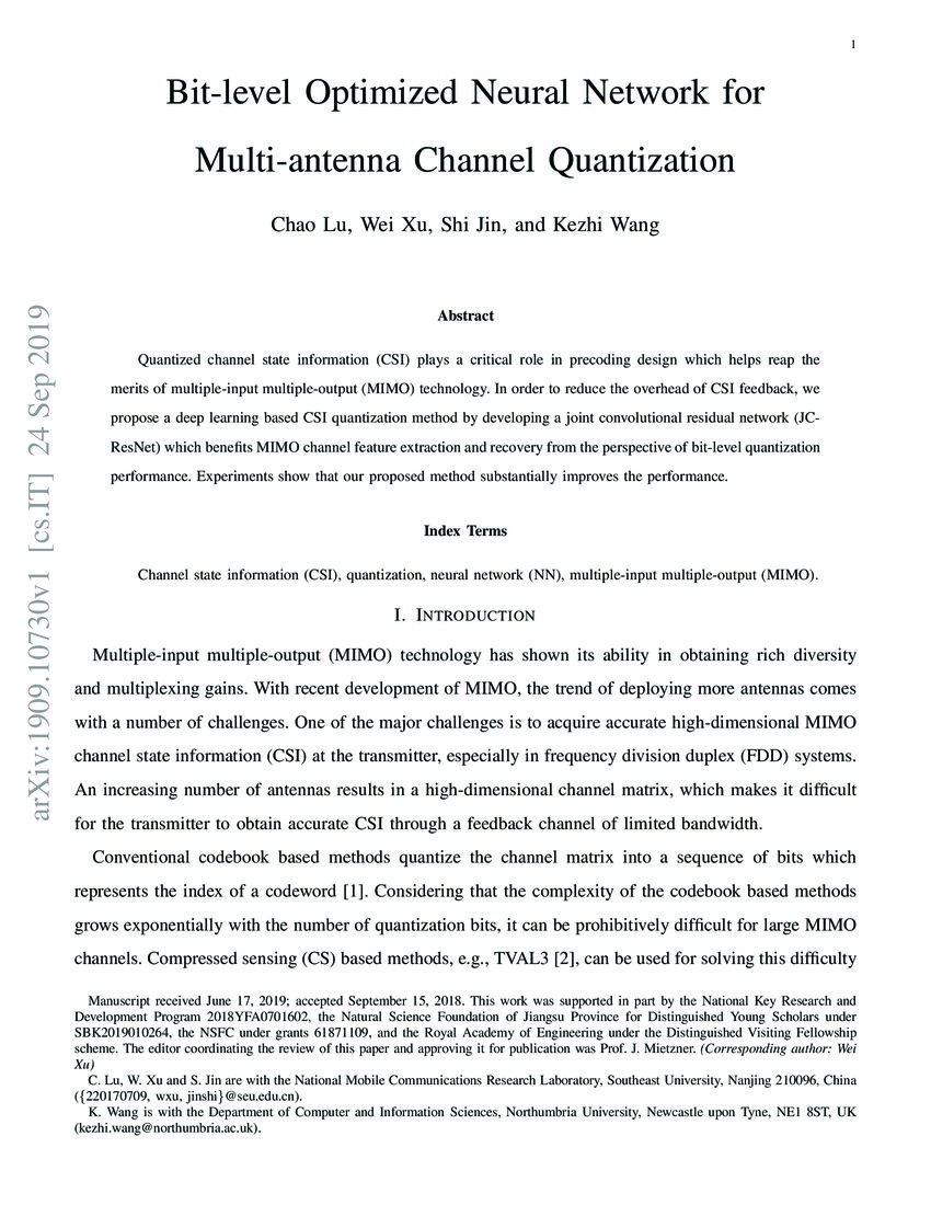 Bit-level Optimized Neural Network for Multi-antenna Channel Quantization | DeepAI