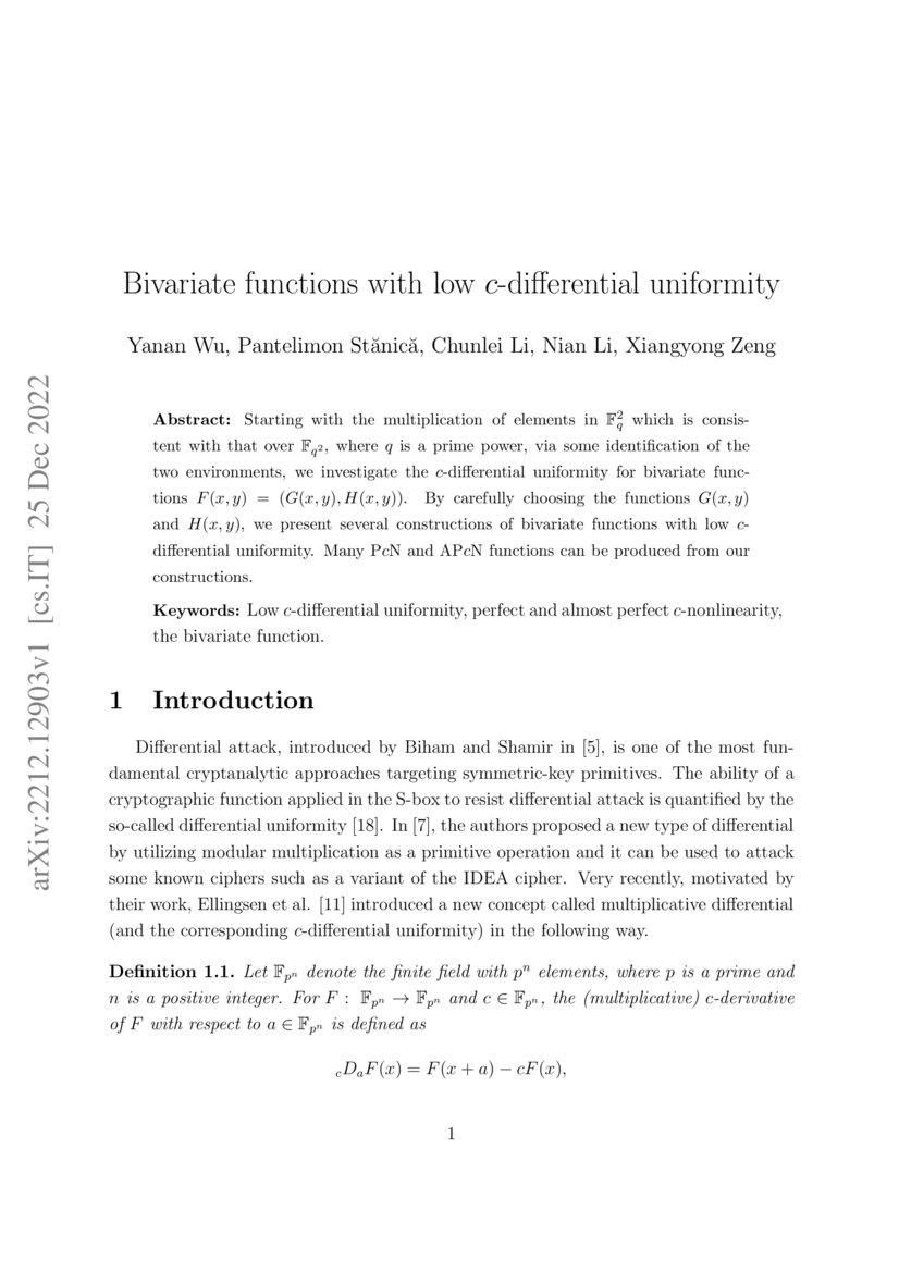 Bivariate functions with low c-differential uniformity | DeepAI