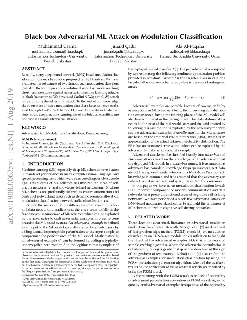 Black-box Adversarial ML Attack on Modulation Classification | DeepAI