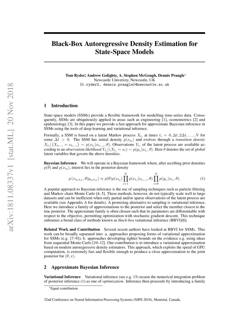 Black-Box Autoregressive Density Estimation for State-Space Models | DeepAI