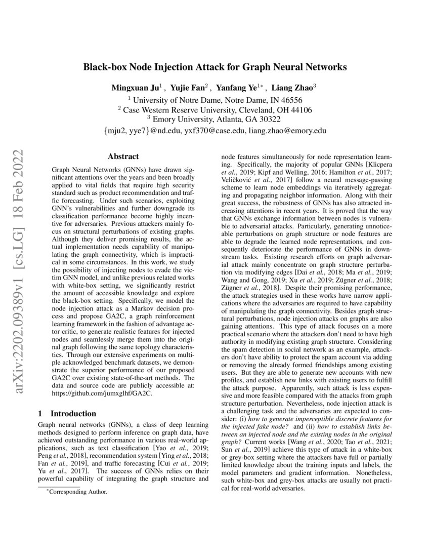 Black Box Node Injection Attack For Graph Neural Networks Deepai