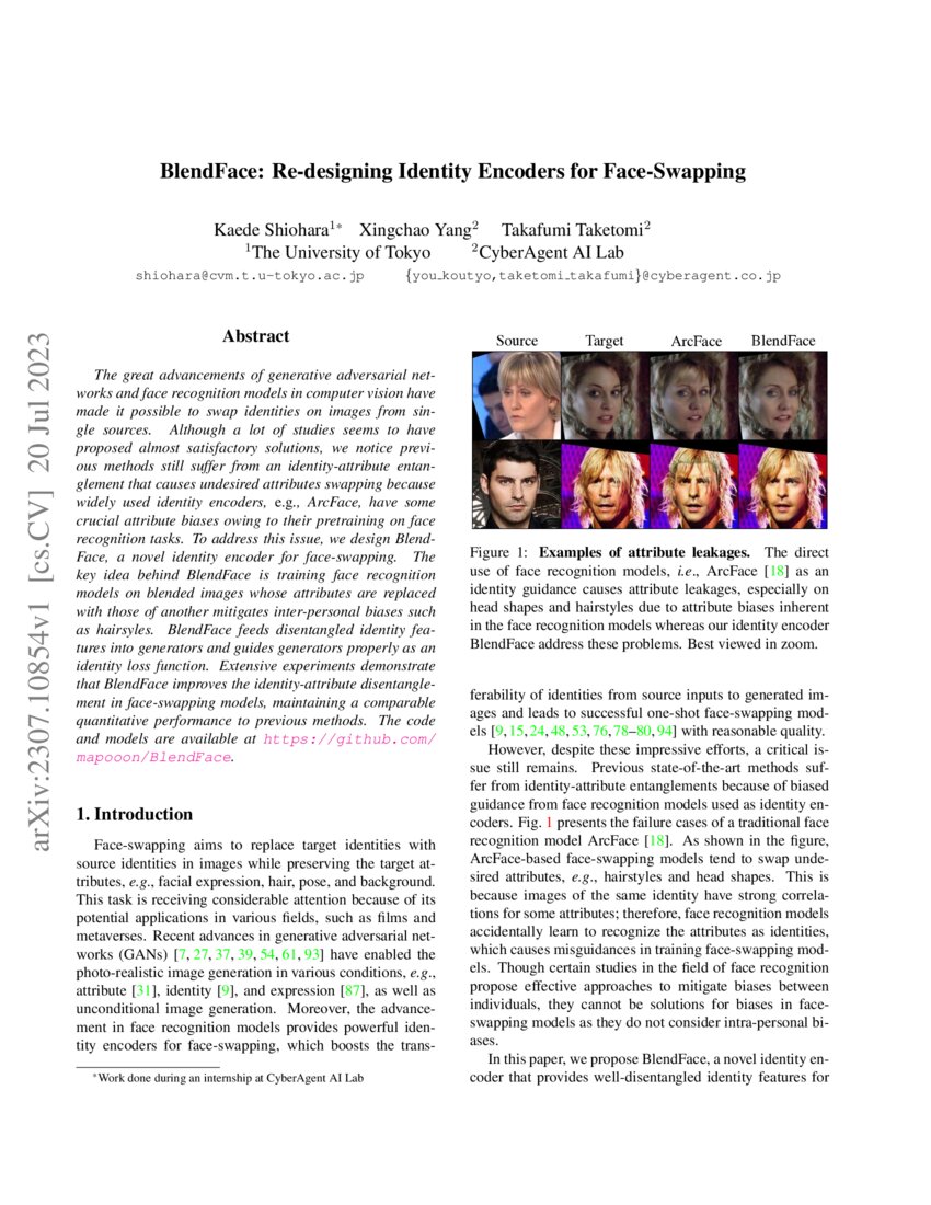 BlendFace: Re-designing Identity Encoders for Face-Swapping | DeepAI