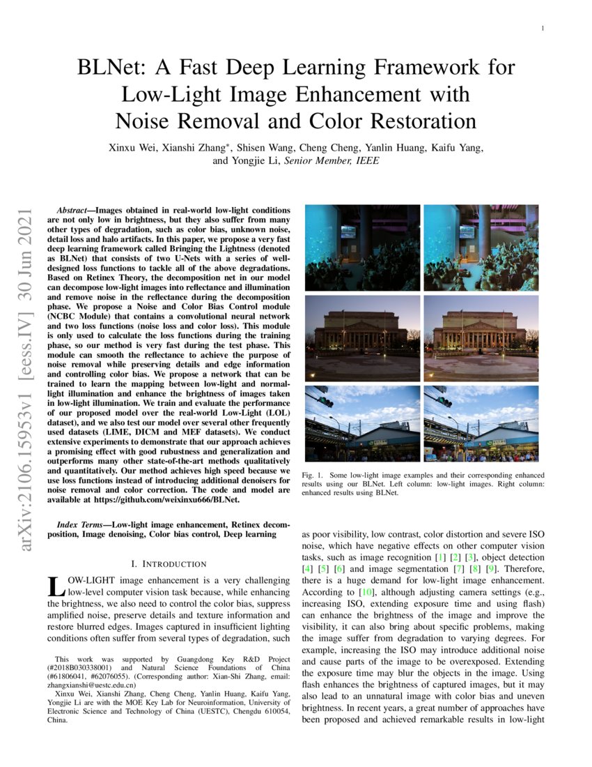 BLNet: A Fast Deep Learning Framework for Low-Light Image Enhancement ...