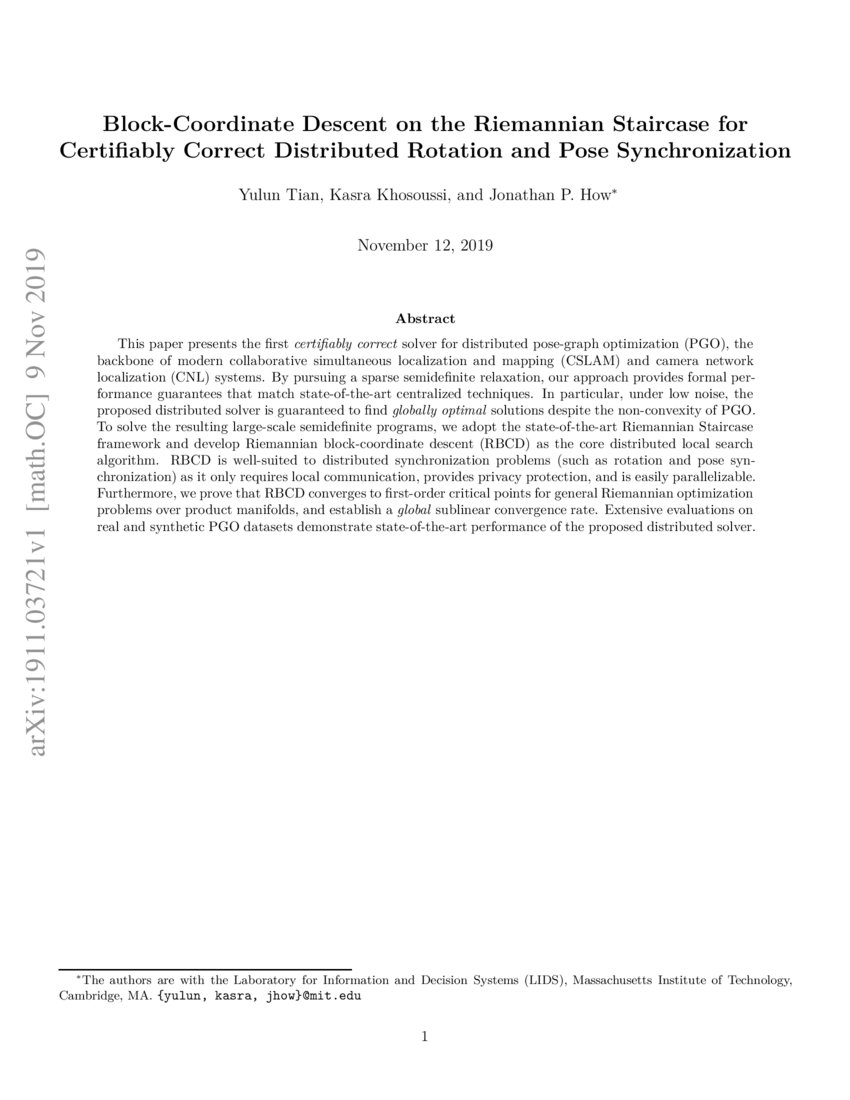 Block-Coordinate Descent on the Riemannian Staircase for Certifiably ...