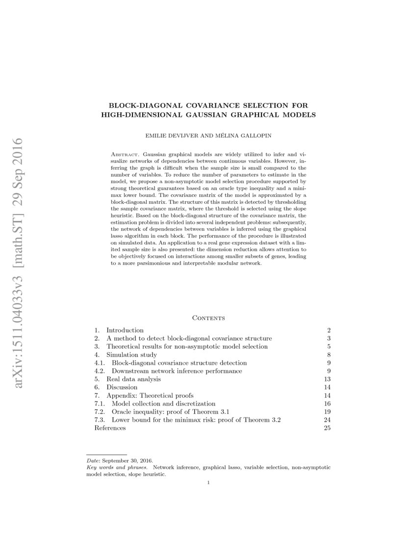 Block Diagonal Covariance Selection For High Dimensional Gaussian Graphical Models Deepai