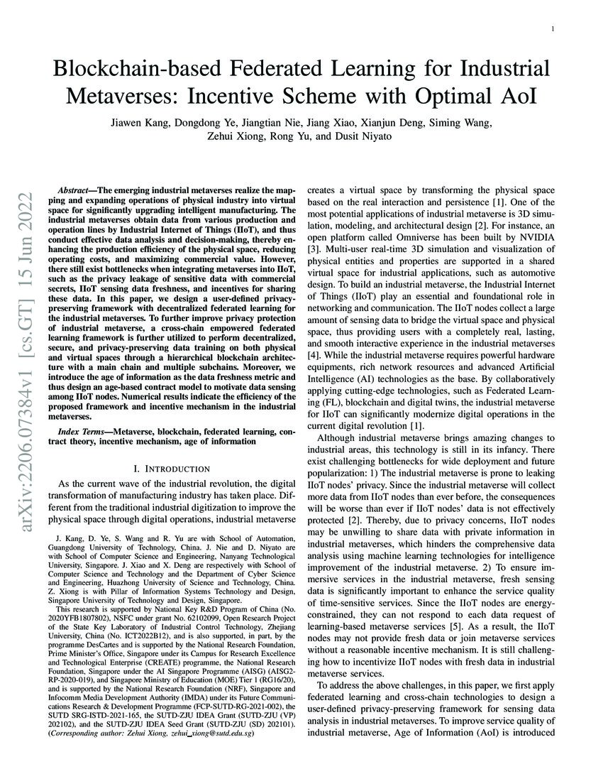 Blockchain-based Federated Learning for Industrial Metaverses ...