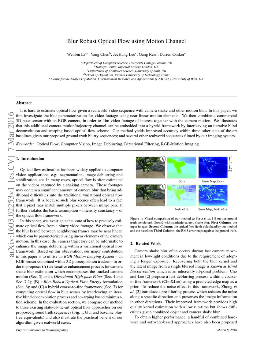 Blur Robust Optical Flow using Motion Channel | DeepAI
