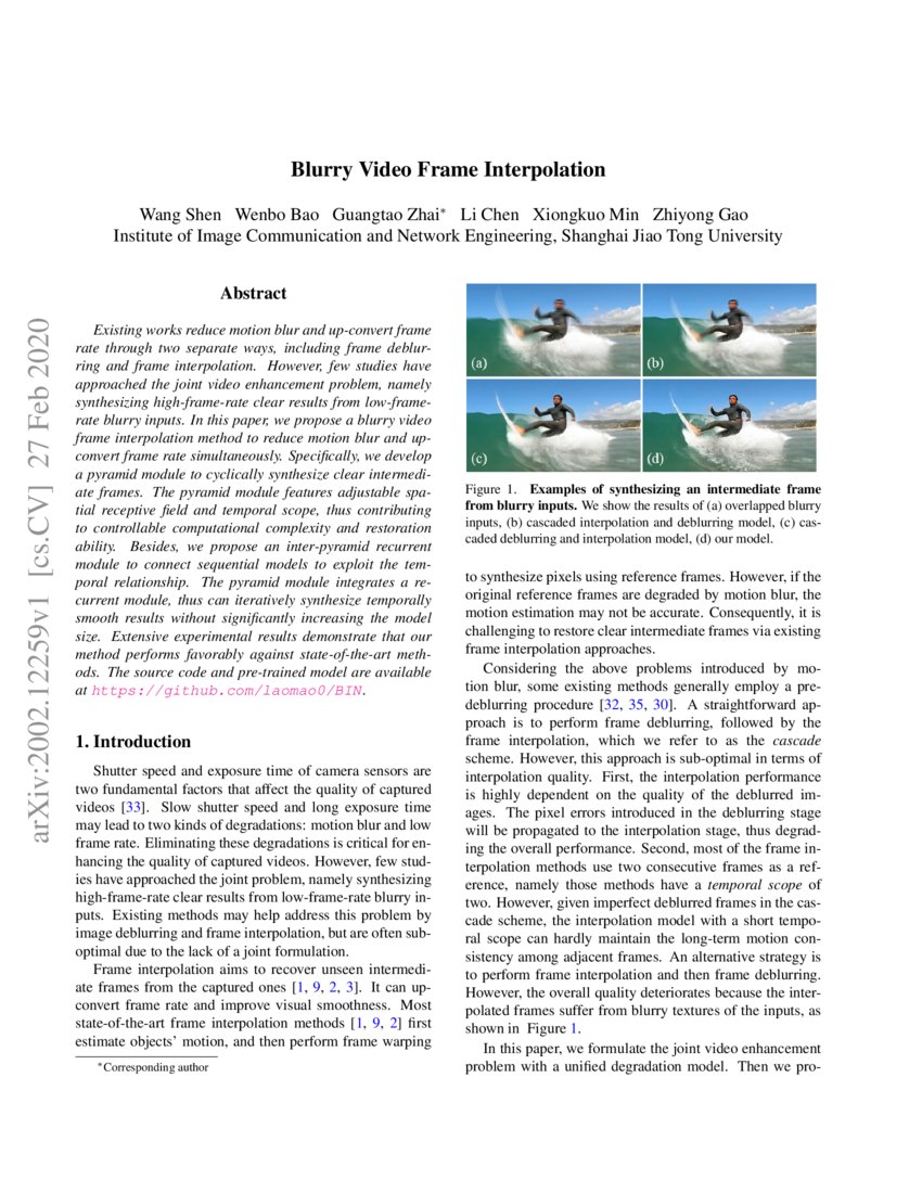 Blurry Video Frame Interpolation | DeepAI