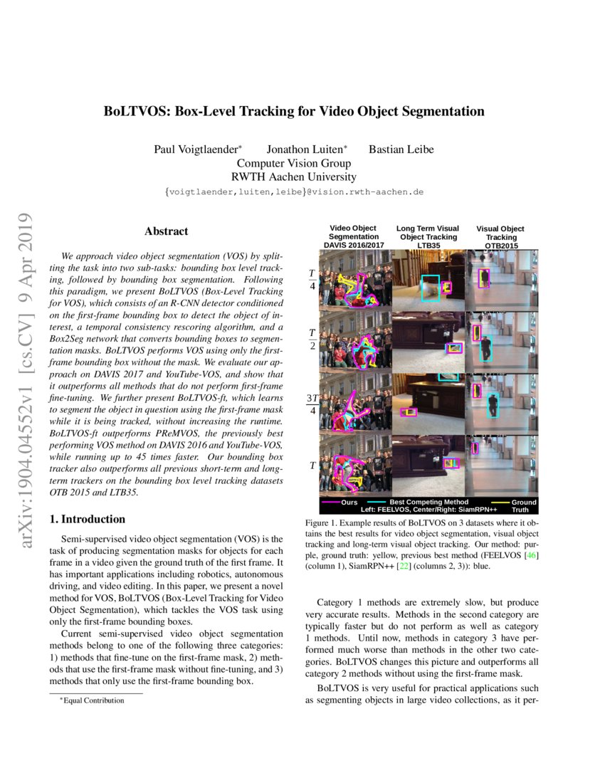 BoLTVOS: Box-Level Tracking for Video Object Segmentation | DeepAI