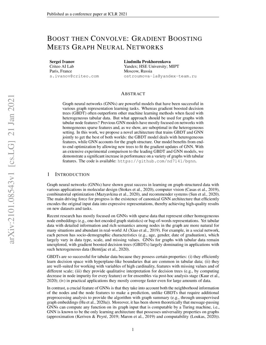 Boost then Convolve: Gradient Boosting Meets Graph Neural Networks | DeepAI