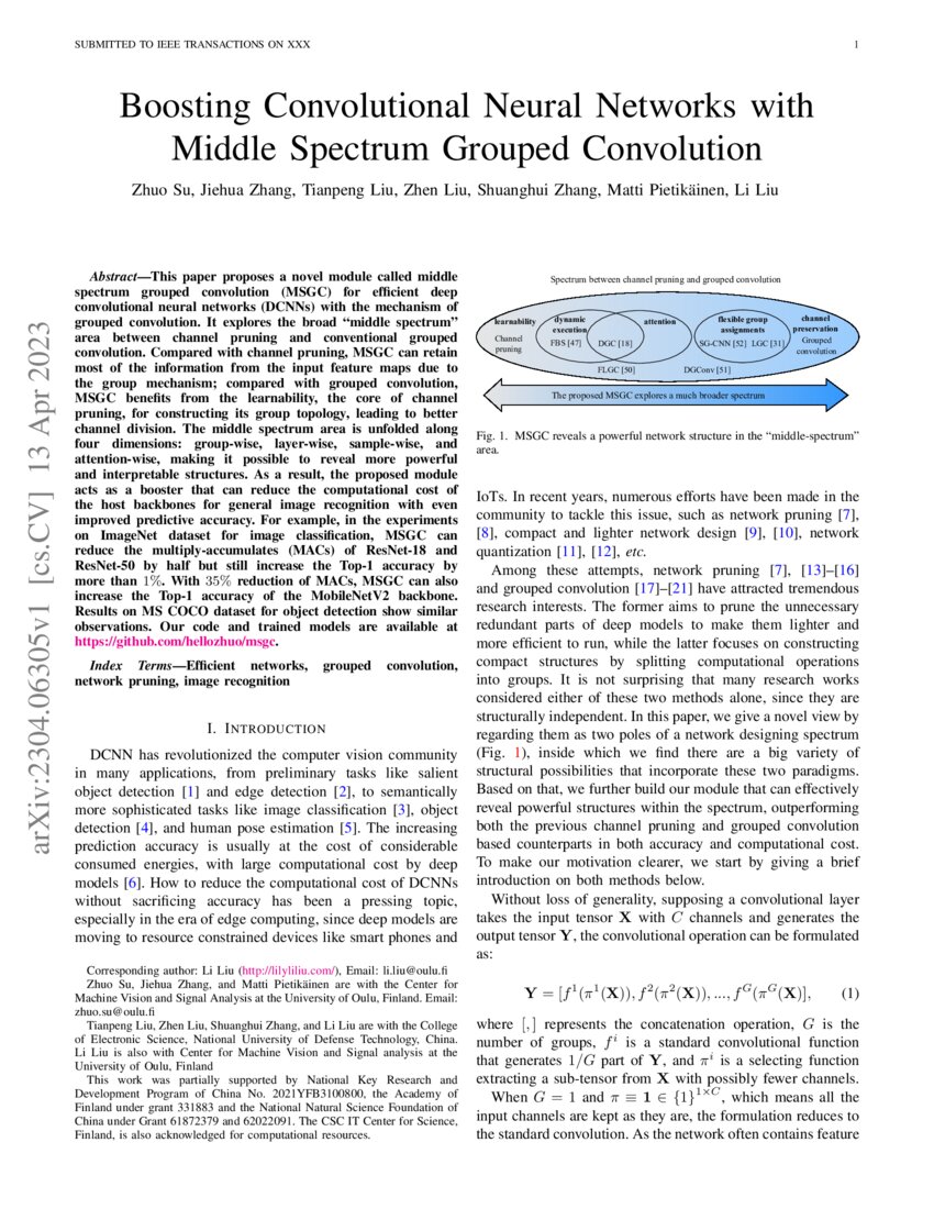 Boosting Convolutional Neural Networks With Middle Spectrum Grouped Convolution Deepai