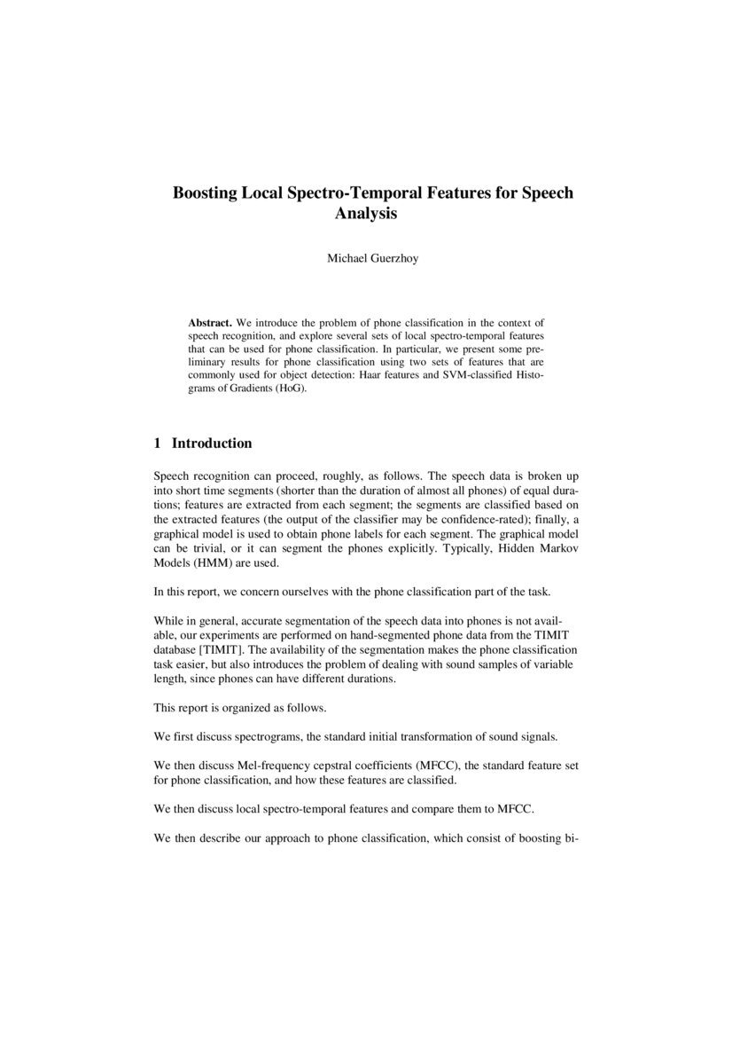 Boosting Local Spectro Temporal Features For Speech Analysis Deepai