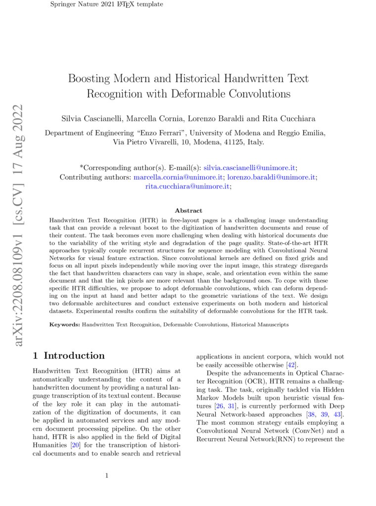 Boosting Modern and Historical Handwritten Text Recognition with ...