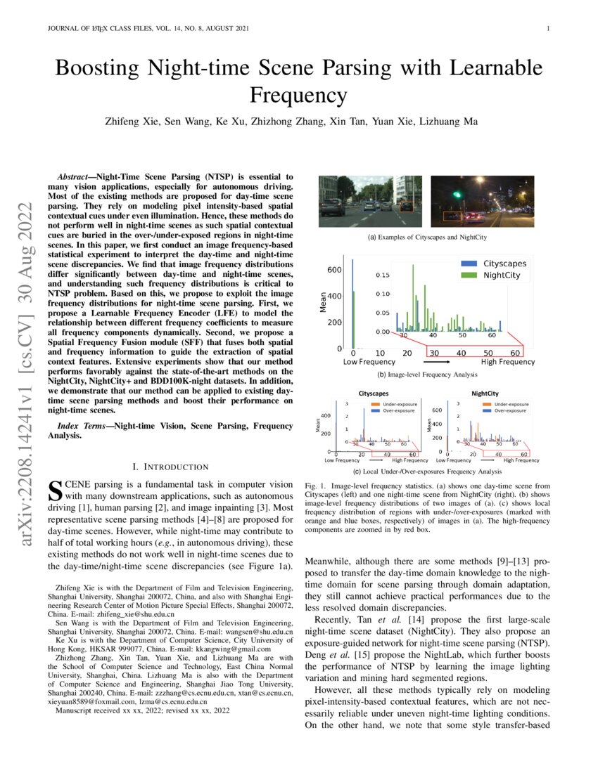 Boosting Night-time Scene Parsing with Learnable Frequency | DeepAI
