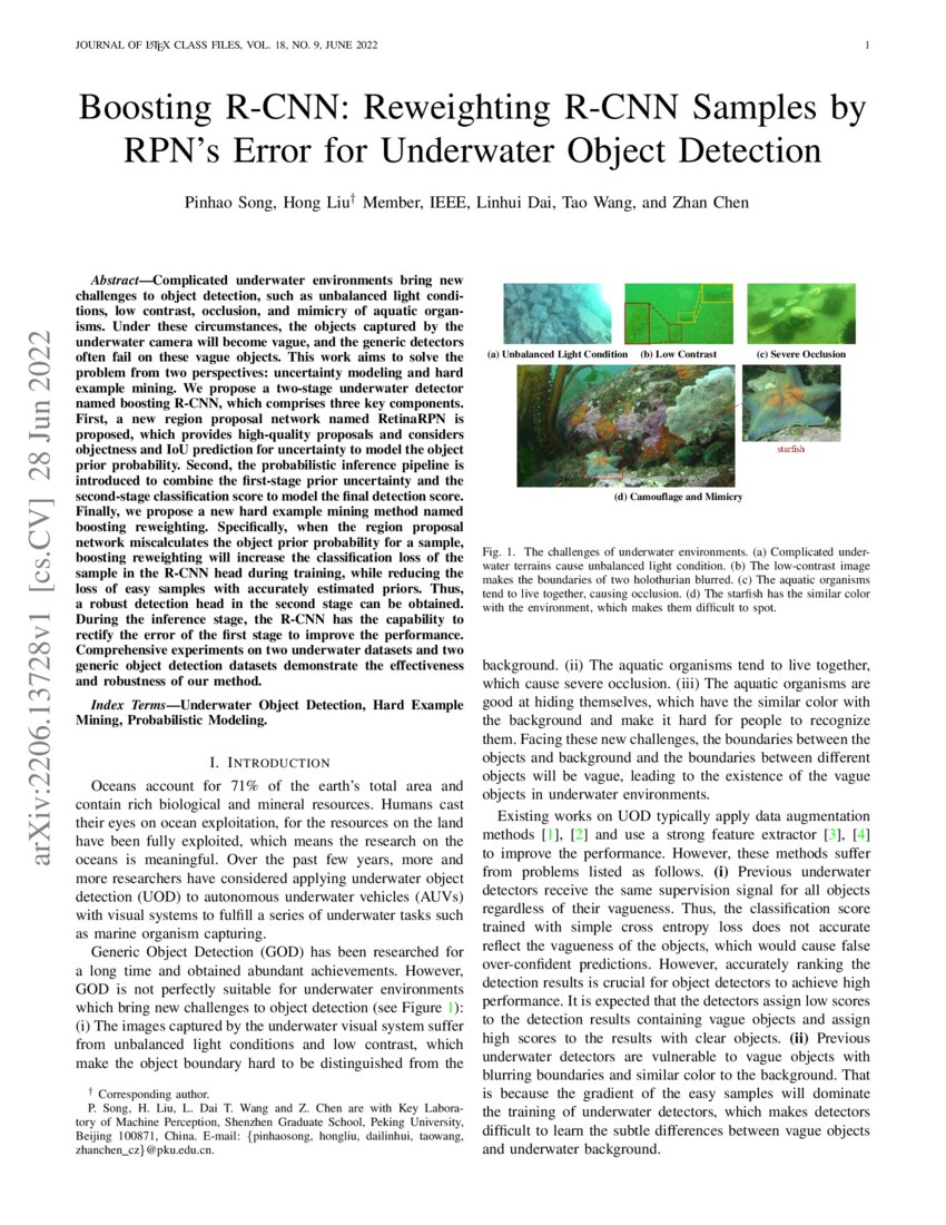 Boosting R-CNN: Reweighting R-CNN Samples by RPN's Error for Underwater ...