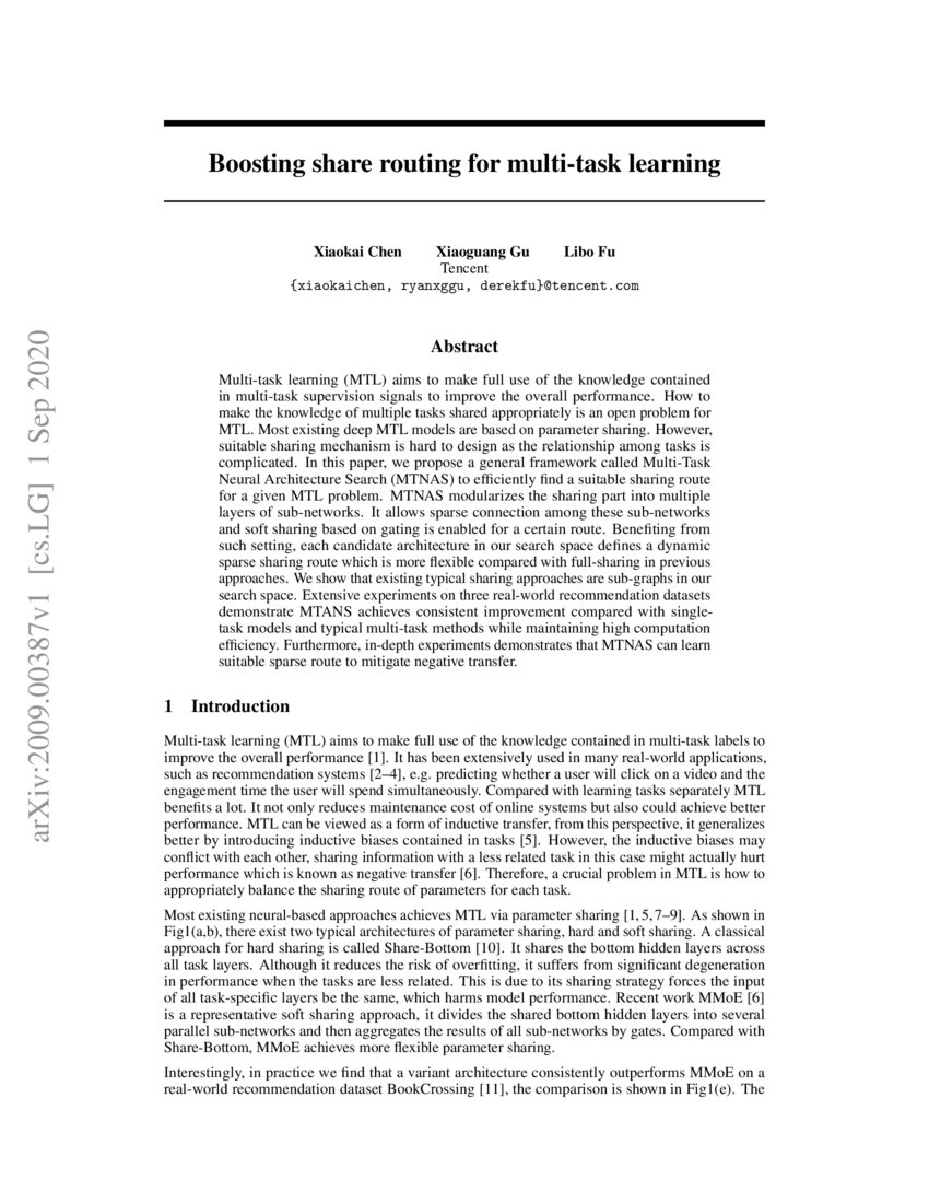 Boosting share routing for multi-task learning | DeepAI