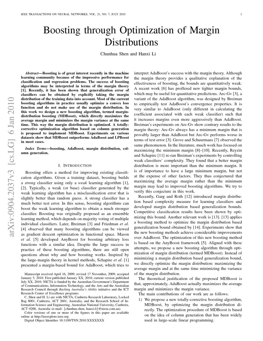 Boosting through Optimization of Margin Distributions | DeepAI