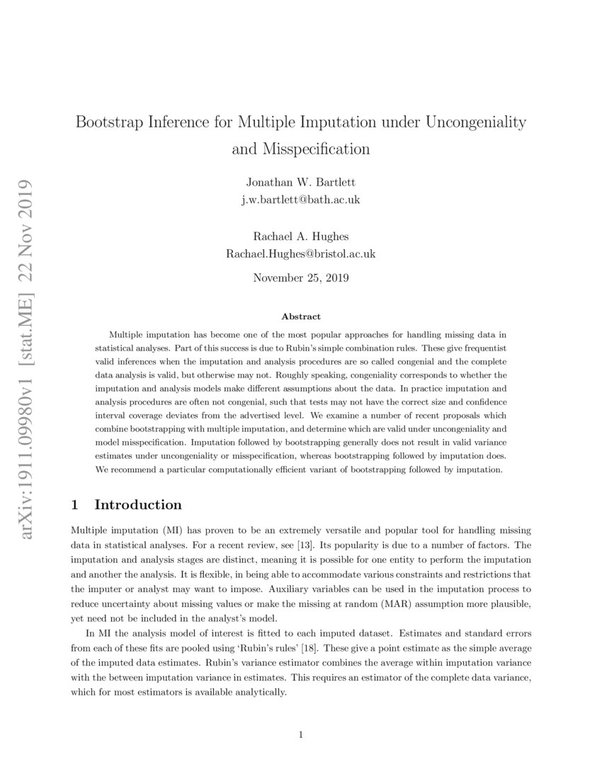 Bootstrap Inference for Multiple Imputation under Uncongeniality and Misspecification | DeepAI