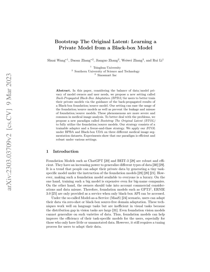 Bootstrap The Original Latent: Learning a Private Model from a Black-box Model | DeepAI