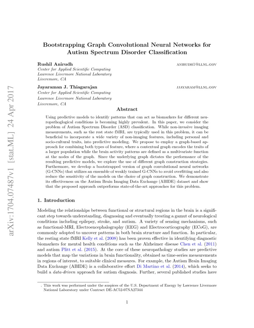 Bootstrapping Graph Convolutional Neural Networks For Autism Spectrum