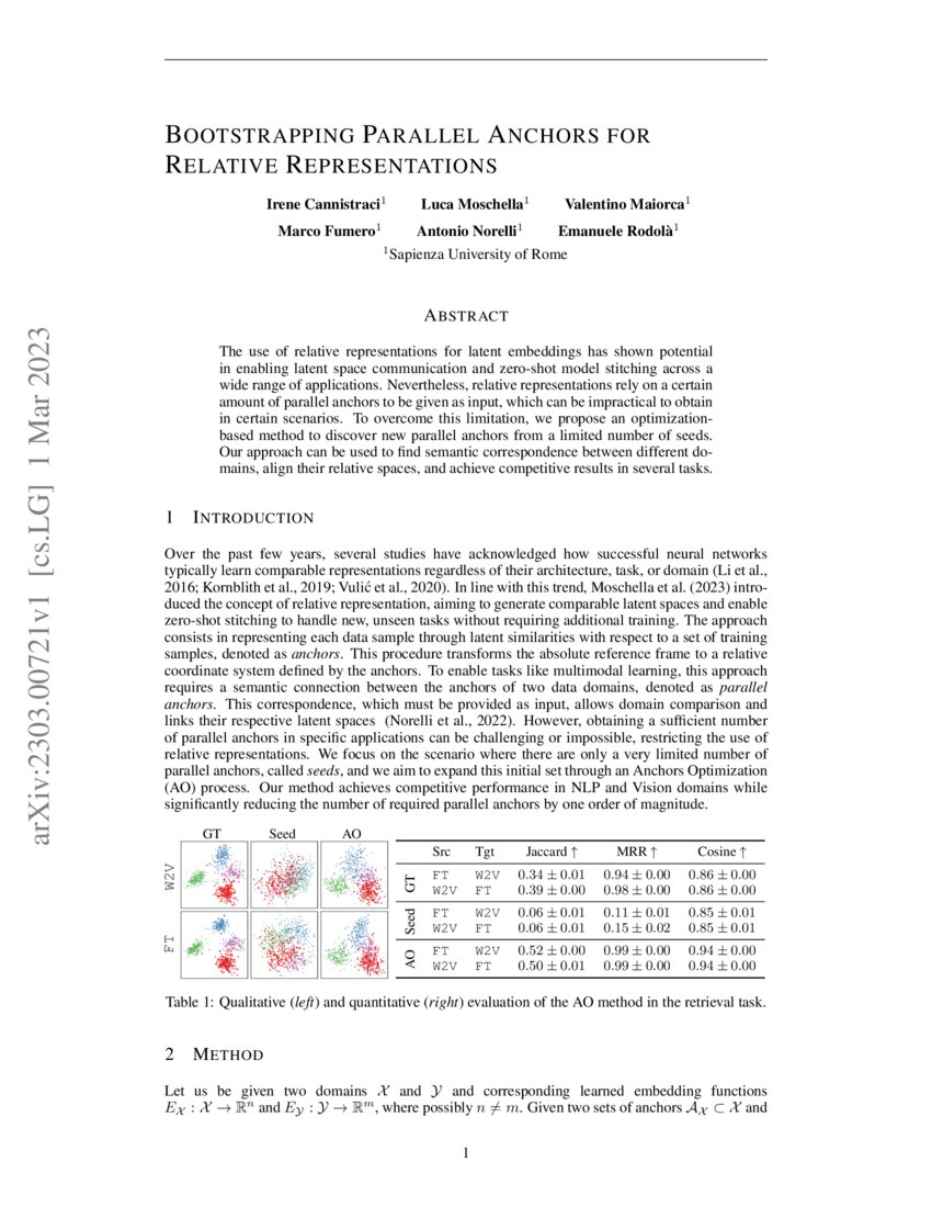 Bootstrapping Parallel Anchors for Relative Representations | DeepAI
