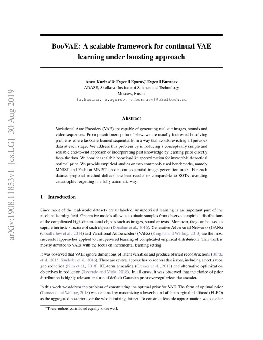 BooVAE: A scalable framework for continual VAE learning under boosting approach | DeepAI