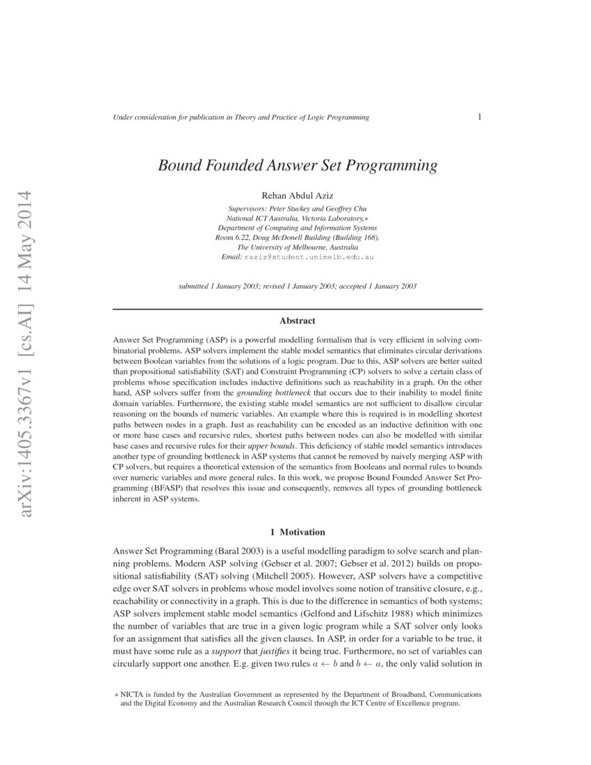 Bound Founded Answer Set Programming | DeepAI