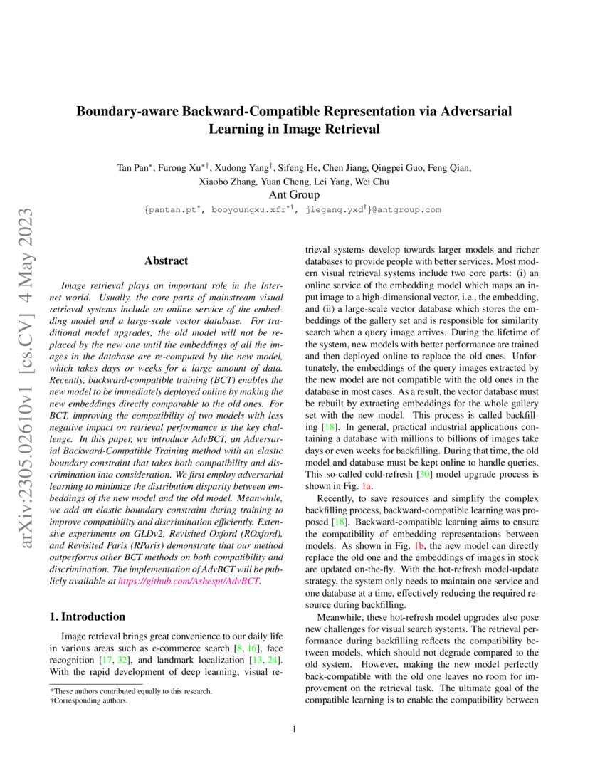 Boundary-aware Backward-Compatible Representation via Adversarial Learning in Image Retrieval ...