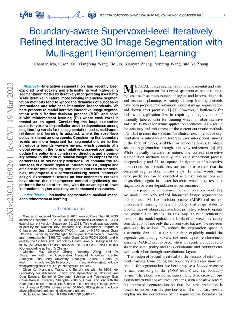 Boundary Aware Supervoxel Level Iteratively Refined Interactive 3d Image Segmentation With Multi