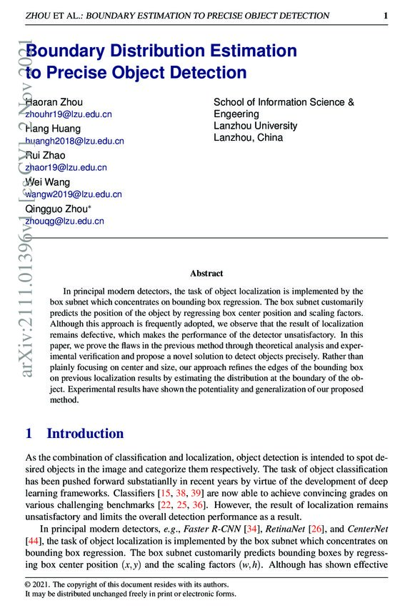 Boundary Distribution Estimation To Precise Object Detection Deepai