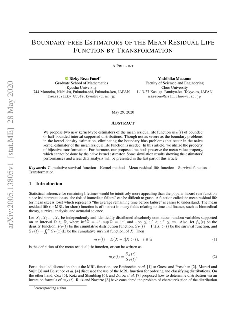 Boundary-free Estimators of the Mean Residual Life Function by ...