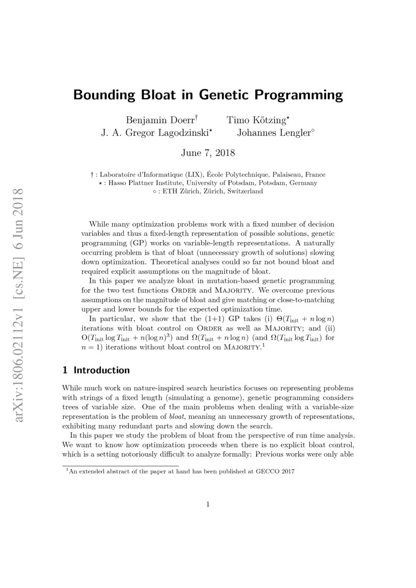 Bounding Bloat In Genetic Programming Deepai