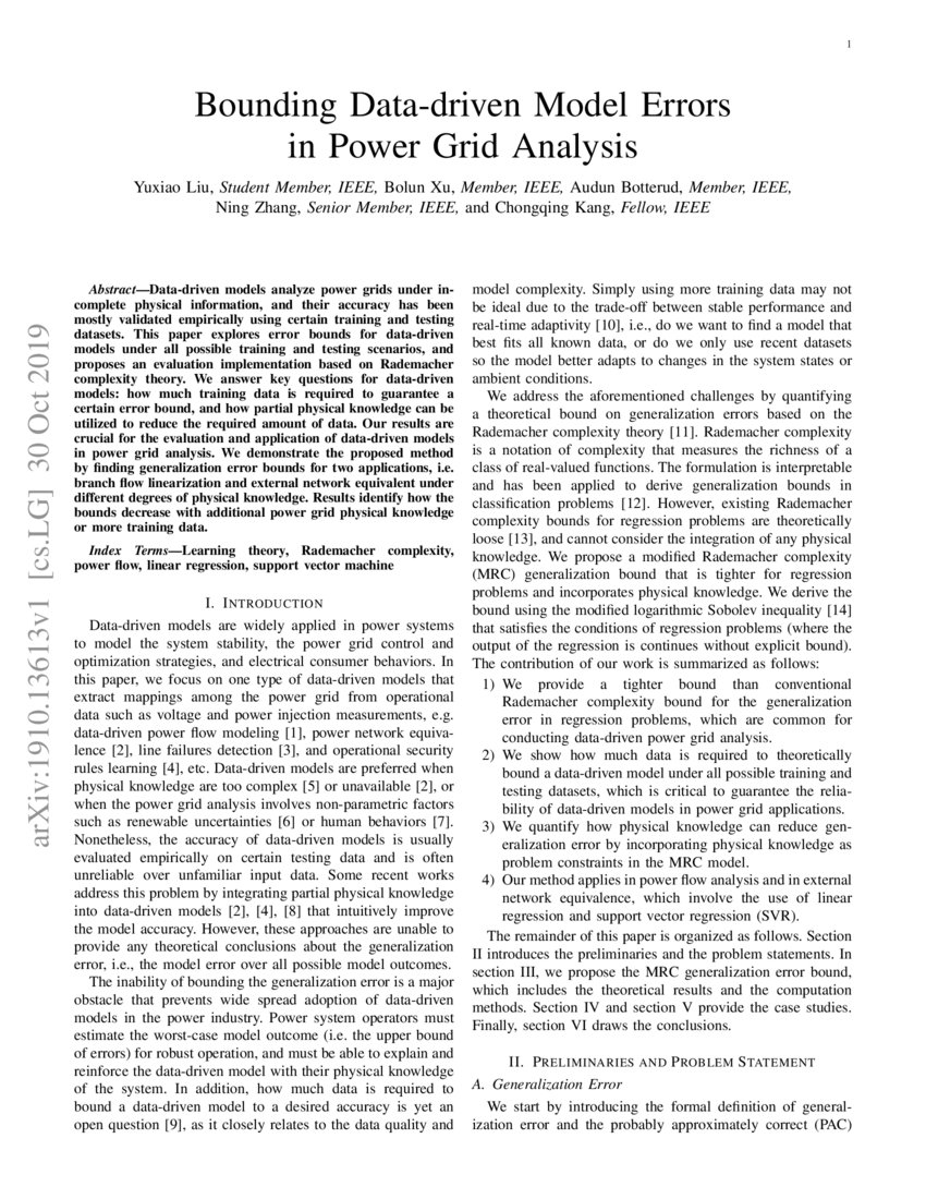 Bounding Data Driven Model Errors In Power Grid Analysis Deepai