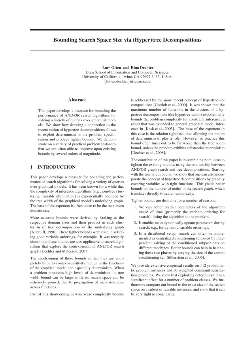 Bounding Search Space Size via (Hyper)tree Decompositions | DeepAI