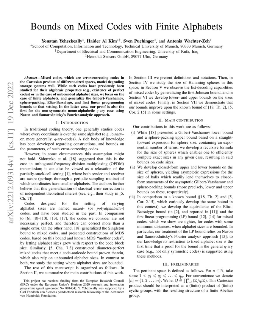 Bounds on Mixed Codes with Finite Alphabets | DeepAI