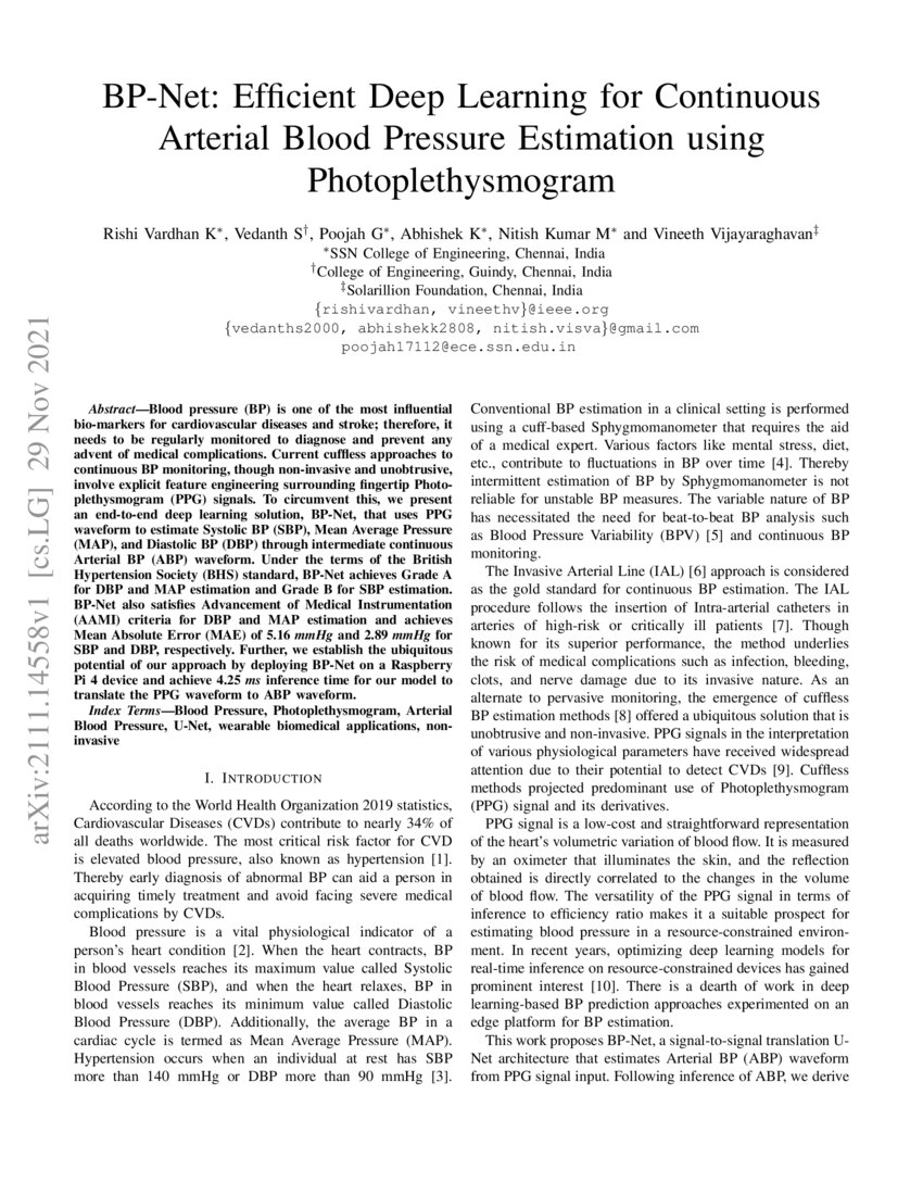 BP-Net: Efficient Deep Learning for Continuous Arterial Blood Pressure ...