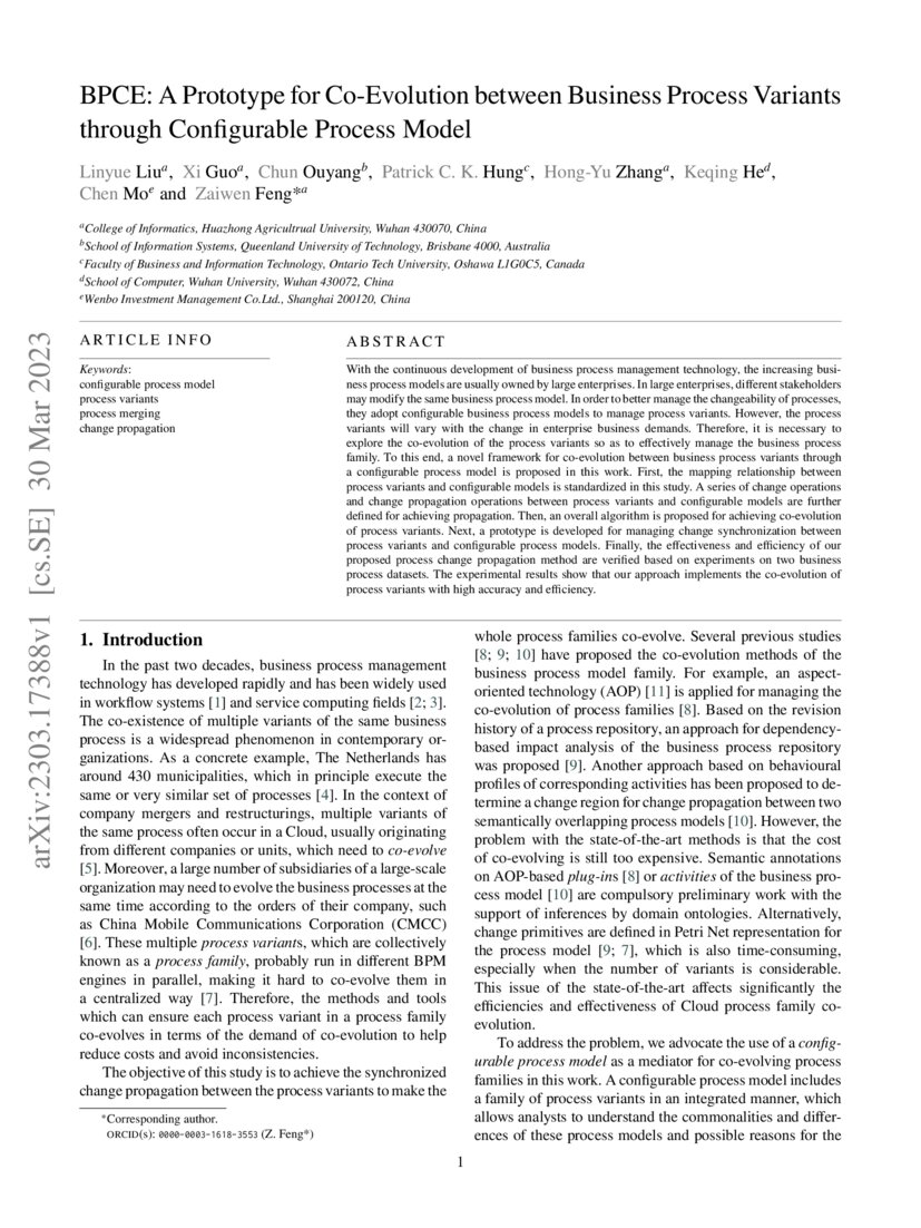 BPCE: A Prototype for Co-Evolution between Business Process Variants ...