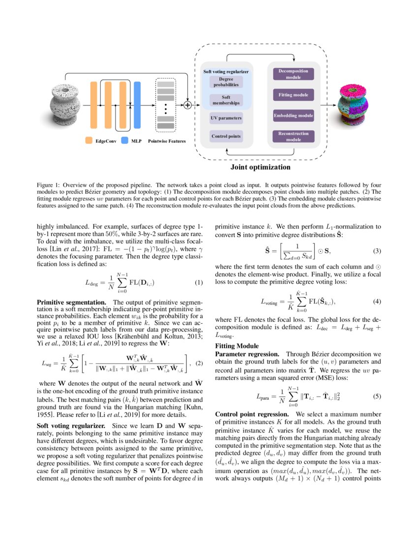 BPNet: Bézier Primitive Segmentation on 3D Point Clouds | DeepAI