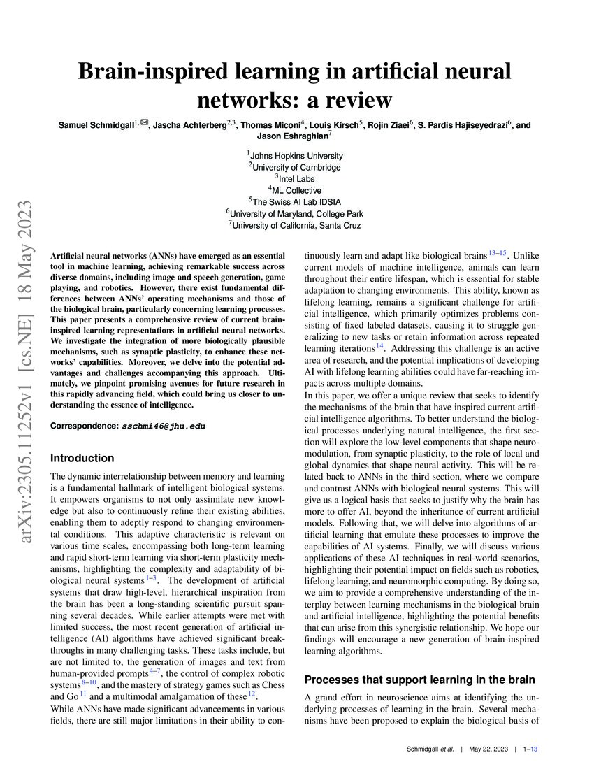 Brain-inspired learning in artificial neural networks: a review | DeepAI