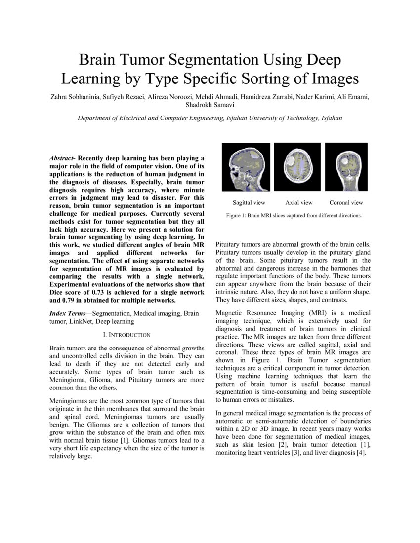 Brain Tumor Segmentation Using Deep Learning By Type Specific Sorting