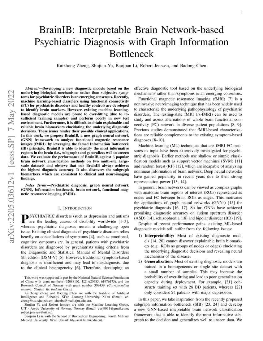 BrainIB: Interpretable Brain Network-based Psychiatric Diagnosis with Graph Information ...