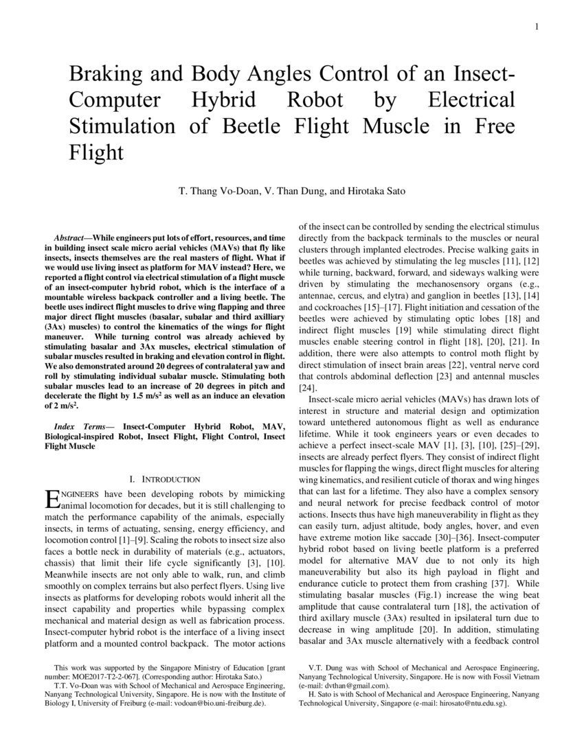 Braking and Body Angles Control of an Insect-Computer Hybrid Robot by ...
