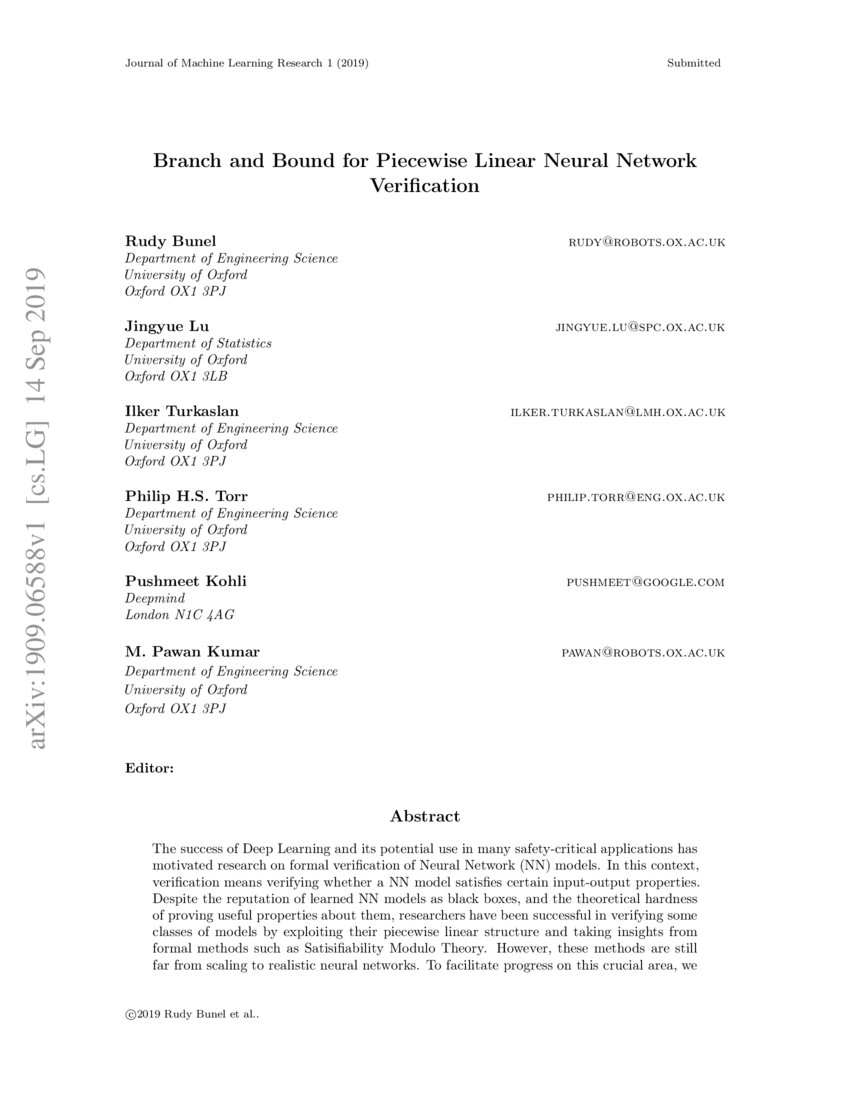 Branch and Bound for Piecewise Linear Neural Network Verification | DeepAI